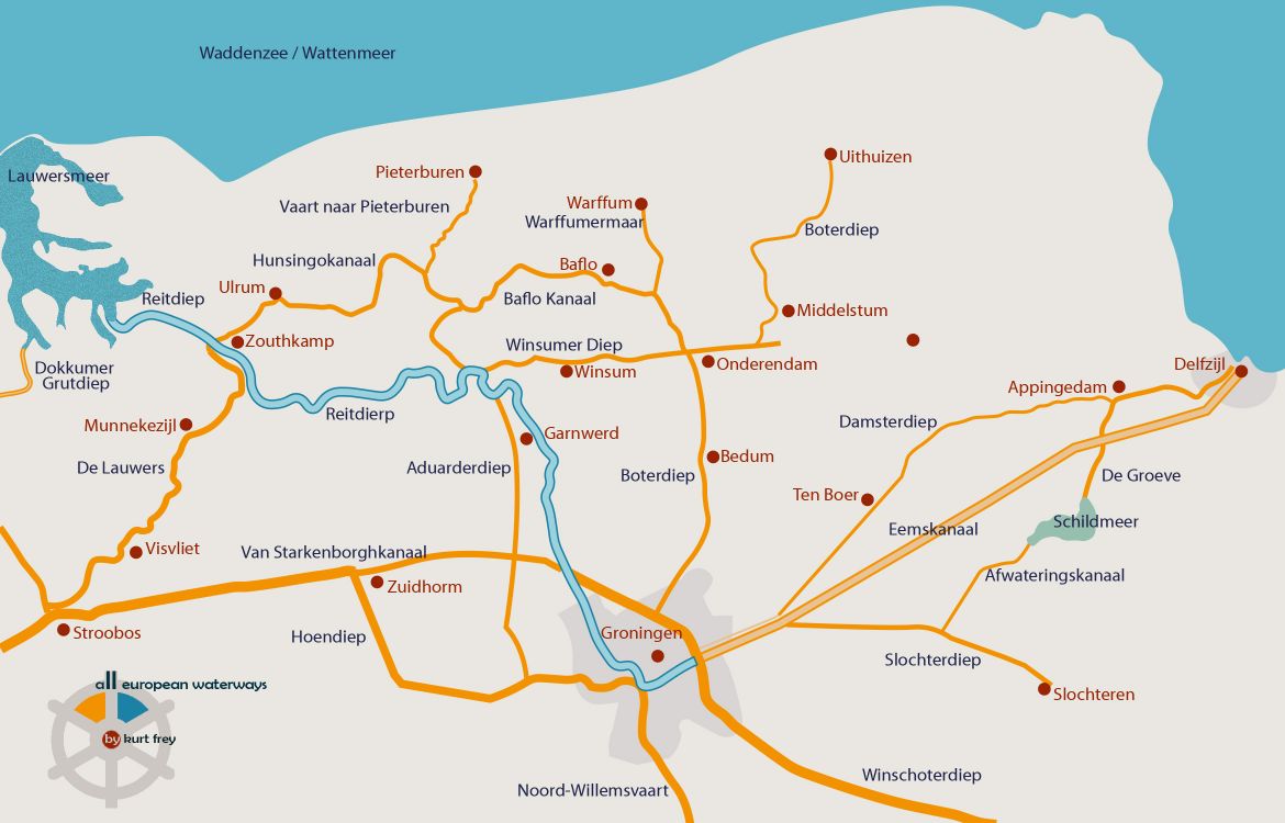 Die schiffbaren Flüsse, Kanäle und Wasserwege in den Niederlanden ...